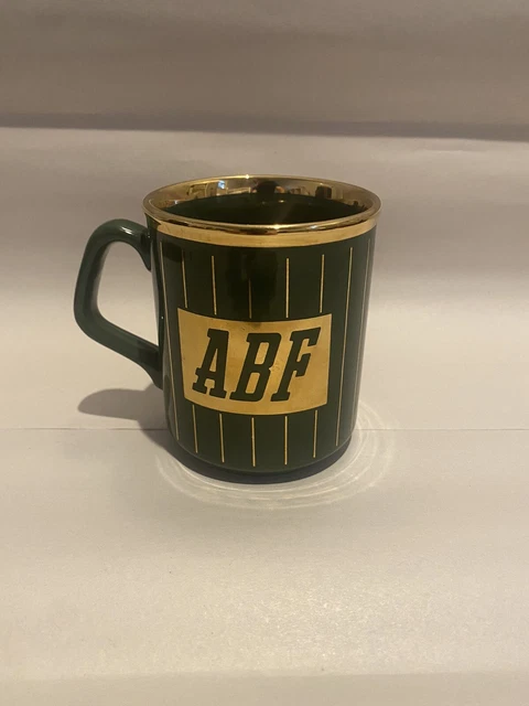 VINTAGE ABF TRUCKER Mug Coffee/Tea Tams Gold Stripe on Green Made In ...