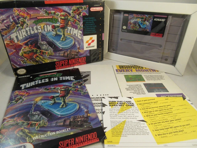 TEENAGE MUTANT NINJA Turtles IV Turtles in Time Super Nintendo SNES Complete Box EUR 271,19 ...