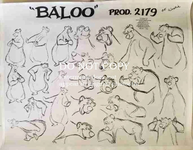 ORIGINAL DISNEY PHOTOSTAT Model Sheet - Baloo From The Jungle Book £375 ...