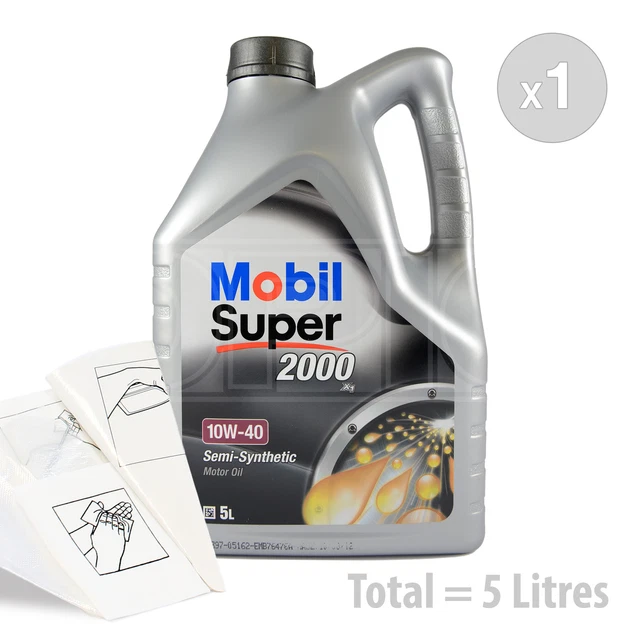 CAR ENGINE OIL Service Kit / Pack 5 LITRES Mobil Super 2000 X1 10W-40 ...