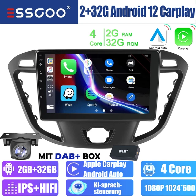 DAB+ CARPLAY ANDROID 12 Autoradio GPS NAVI per Ford Transit Tourneo ...