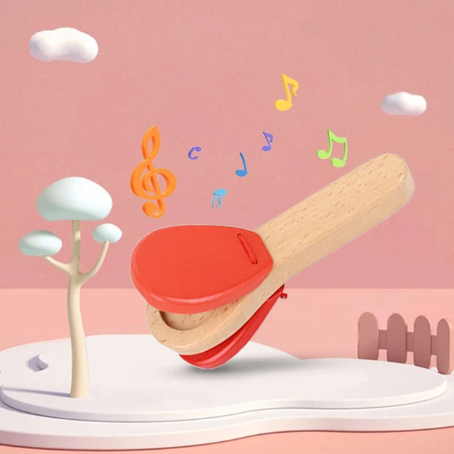 WOODEN PERCUSSION TOY Early Educational Castanet Clapper for Kids ...