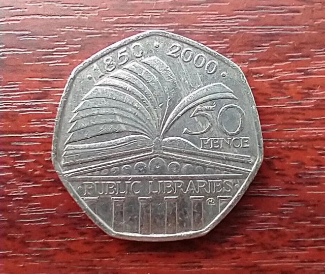 150TH ANNIVERSARY OF Public Libraries - 50p piece - Fifty pence piece ...