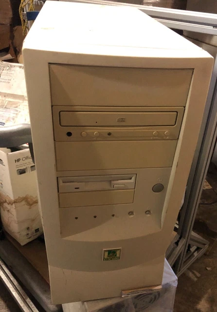 VINTAGE RETRO PC Case Beige Computer Case AT mid Power White Used full ...