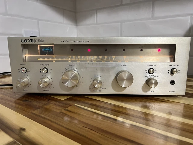 RARE VINTAGE SILVER Face Stereo Receiver ElectroBrand 9500 AM/FM ...