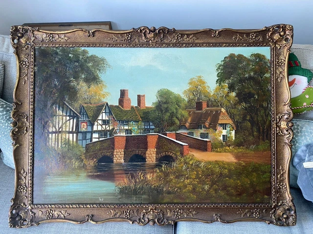 TWO LARGE CANVAS oil paintings by Malcolm Gearing - price is for pair £ ...