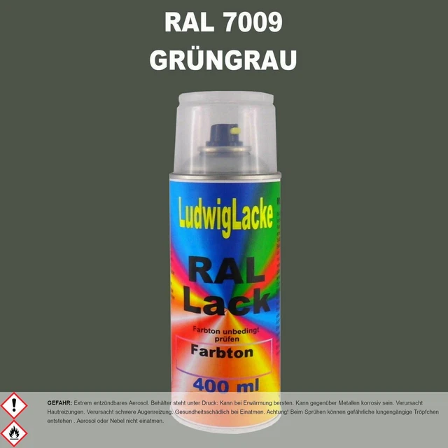 RAL 7009 VERT Grisé Brillant En 400ml 1K Peinture Pour Machines En ...