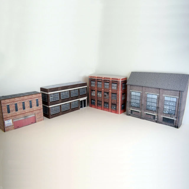 CARD LOW RELIEF OO Gauge Industrial Buildings Pack of 4 1/76 Scale 4mm ...