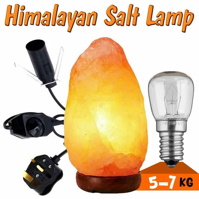 NATURAL HIMALAYAN SALT Rock Lamp Ionic Crystal Air Purifying Light Room ...