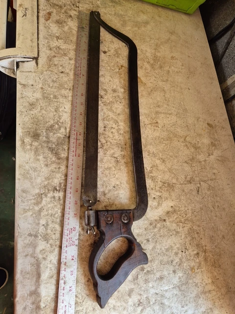 20& BUTCHERS VINTAGE Steel Bone Hack Saw Cleaned. barn find pub display ...