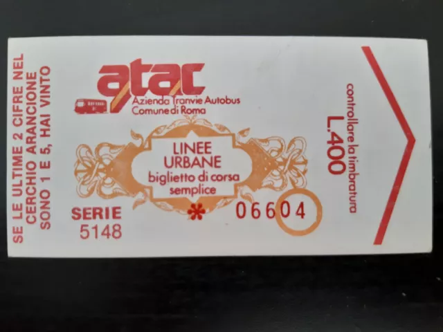 BIGLIETTI AUTOBUS / metro - Atac Roma anni '80 EUR 1,00 - PicClick IT