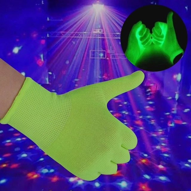 GLOW IN BLACKLIGHT UV Light Fluorescent Gloves Luminous Magic Glove New ...