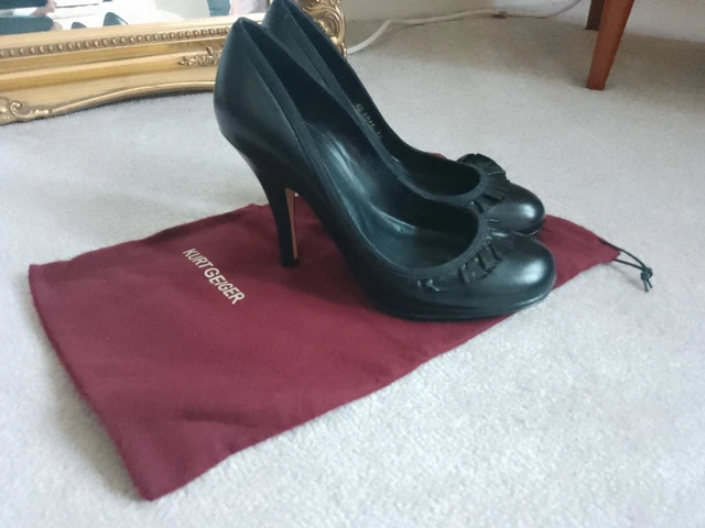 KURT GEIGER BLACK Leather WOMENS COURT SHOES SIZE UK3 £26.00 - PicClick UK