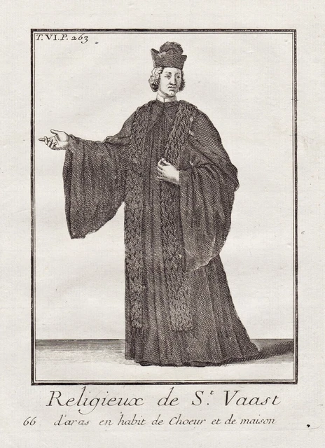 ABBAYE SAINT-VAAST D'ARRAS monk Mönch Tracht costumes engraving 1790 ...
