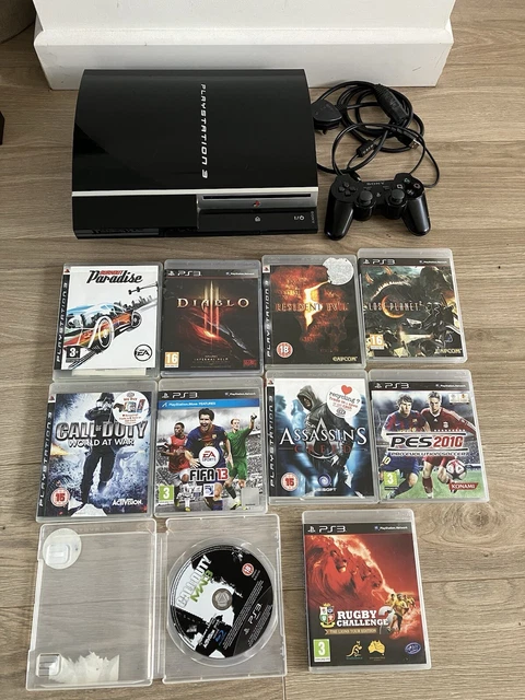 SONY PLAYSTATION 3 (PS3) 40GB Tested Controller, Power Supply, 10 games ...