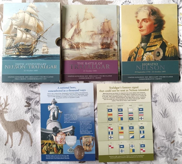 200TH ANNIVERSARY NELSON Trafalgar 2 Crown Commemorative Set Royal Mint ...
