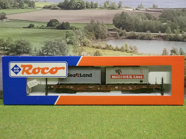 ROCO 46378 H0 Taschenwagen mit 2 Container in OVP (RK) U2811 EUR 36,50 ...