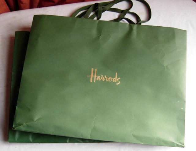 HARRODS TWO EMPTY large paper carrier bags approx 49 x 37 x 11 cms £18. ...