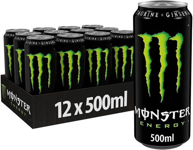 MONSTER ENERGY DRINK Original Taurine Caffeine 500ml (Box of 12) £16.90 ...