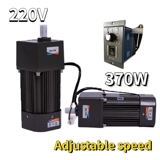 370W AC MOTOR Adapter Electric Motor Variable Speed Controller Gear Box ...
