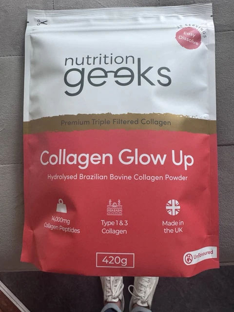 NUTRITION GEEKS COLLAGEN Glow Up Hydrolysed Bovine Collagen Powder 420g ...