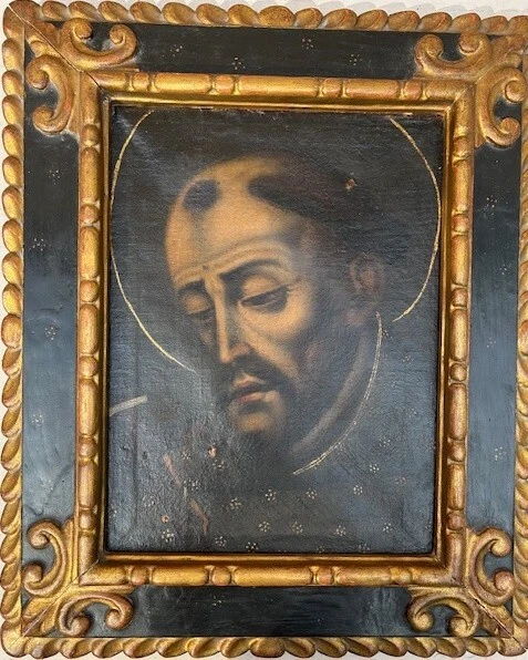 ANTIQUE SPANISH COLONIAL oil portrait of Saint Dominic-Late 18th-early ...
