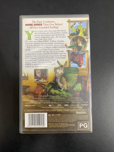 SHREK VHS TAPE Animated Movie 2001 $13.59 - PicClick CA