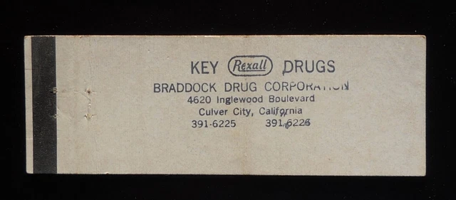 1950S FULL LENGTH Key Drugs Rexall Braddock Drug Corporation Culver ...