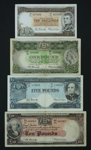 10 SHILLING, POUND, 5 Pound & 10 Pound Pre Decimal Note Lot $255.00 ...