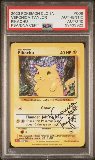 PIKACHU 008/034 HOLO Classic Collection Veronica Taylor Signed PSA 10 ...