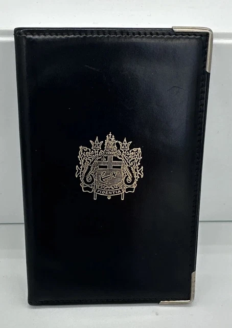 FIDENTIA LLOYDS ID wallet black leather gold crest metal corners £15.93 ...