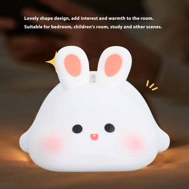 RABBIT SILICONE LIGHT Cute USB Rechargeable Touch Bunny Lamp Bedside ...