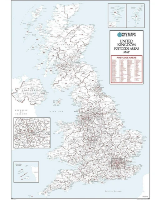 POSTCODE AREA MAP Medium Wall Map (AR4) - 23.5" x 33.25" Laminated $25. ...