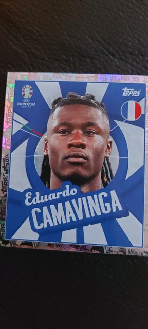 TOPPS EURO 2024 Sticker Very Rare Eduardo Camavinga Topps Parallel Foil ...