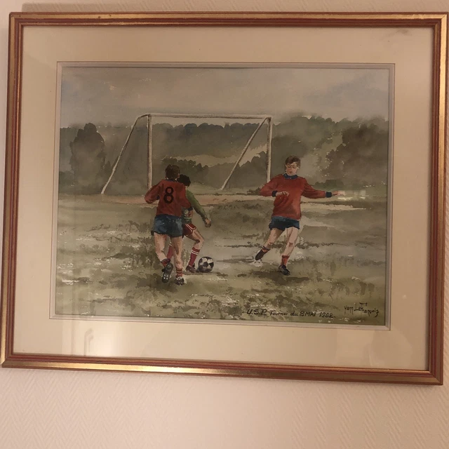 TABLEAU PEINTURE AQUARELLE encadré, signé Yann Le François Tournois De ...