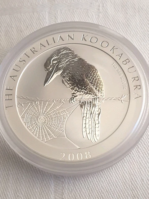 1 OZ SILBER Australien Kookaburra 2008, 999 in orig. Kapsel, Perth Mint ...