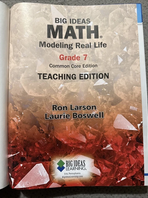 BIG IDEAS MATH: Modeling Real Life Grade 7 Hardcover, by Ron Larson ...