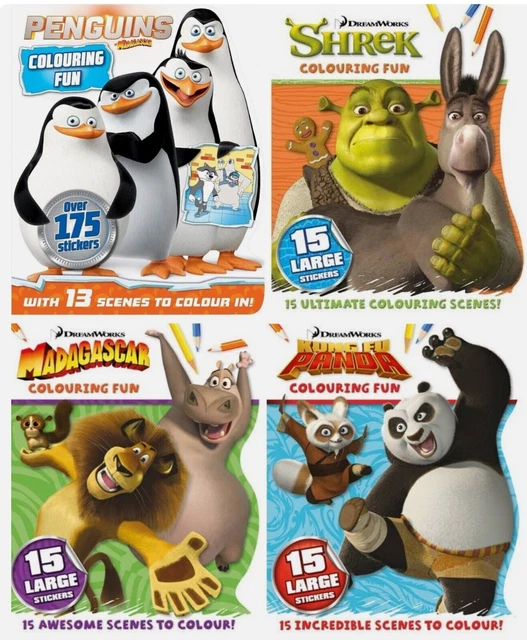 NEW CHOOSE COLOURING FUN - Penguins Madagascar Shrek Kung Fu panda ...