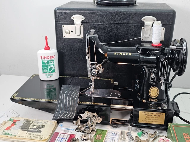 1955 VINTAGE SINGER 222K Featherweight Sewing Machine,Serviced,Electric ...