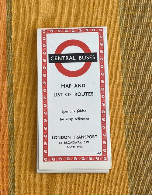 1967 LONDON TRANSPORT Central Buses Map and List of Routes. Waterlow ...