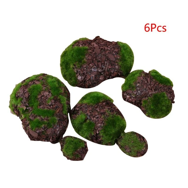 6PIECE ARTIFICIAL MOSS Rocks Moss Covering Stone False Moss Rock Decors ...