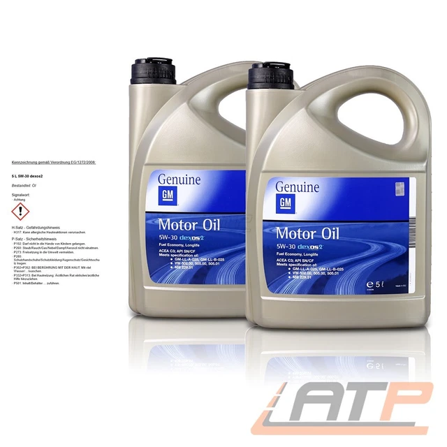 2X5L = 10 LITROS OPEL GM 5W-30 DEXOS2 MOTOR ACEITE MOTOR ACEITE GM-LL-A ...