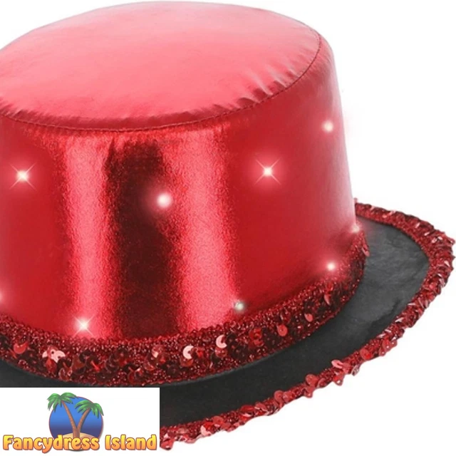SMIFFYS LED LIGHT Up Metallic Top Hat Red Adults Fancy Dress New £13.09 ...