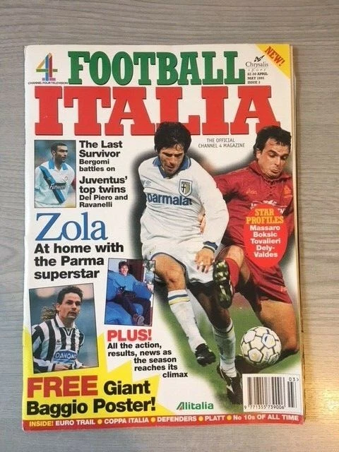 FOOTBALL ITALIA APRIL May 1995 Magazine Official Channel 4 Issue 3 Zola ...