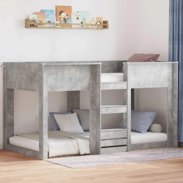 BUNK BED FOR Kids Concrete Grey 90 x 200 cm Engineered Wood vidaXL £316 ...