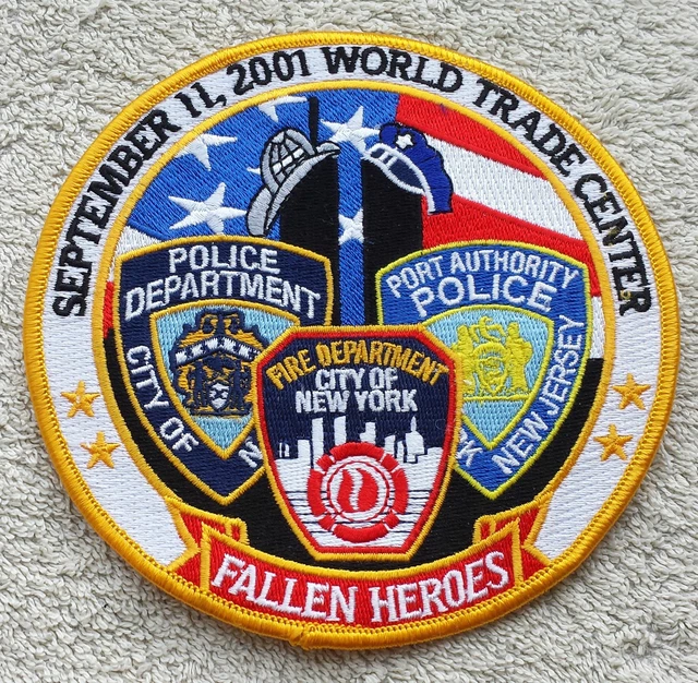 ECUSSON PATCH 11 septembre 9/11 nypd fdny 12 cm de diam WTC WORLD TRADE ...