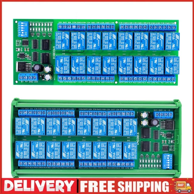 16 CHANNEL MODBUS RTU RS485 Relay Board RS485 Relay Module Control ...