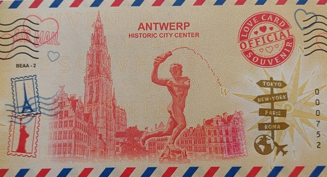 BILLET SOUVENIR LOVE Card - Antwerp . Historic City Center - N° 752 EUR ...