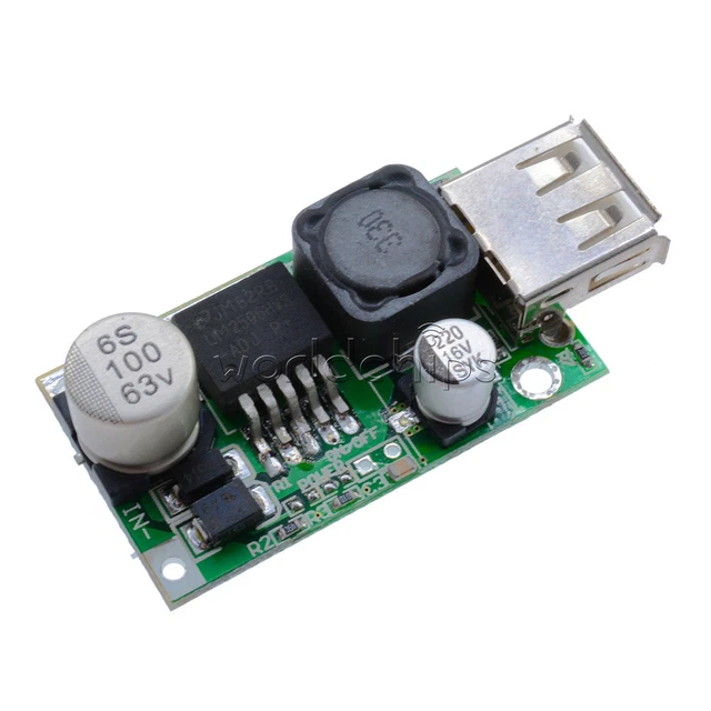 DC-DC BUCK STEP Down Converter 9V/12V/24V/36V/48V to 5V/3A USB Charger ...