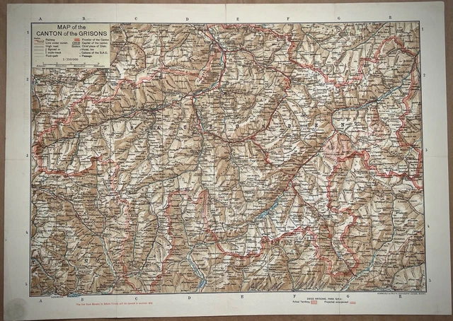 TOURIST MAP OF the GRISONS (Switzerland) - Original Map - 1913 - £25.54 ...